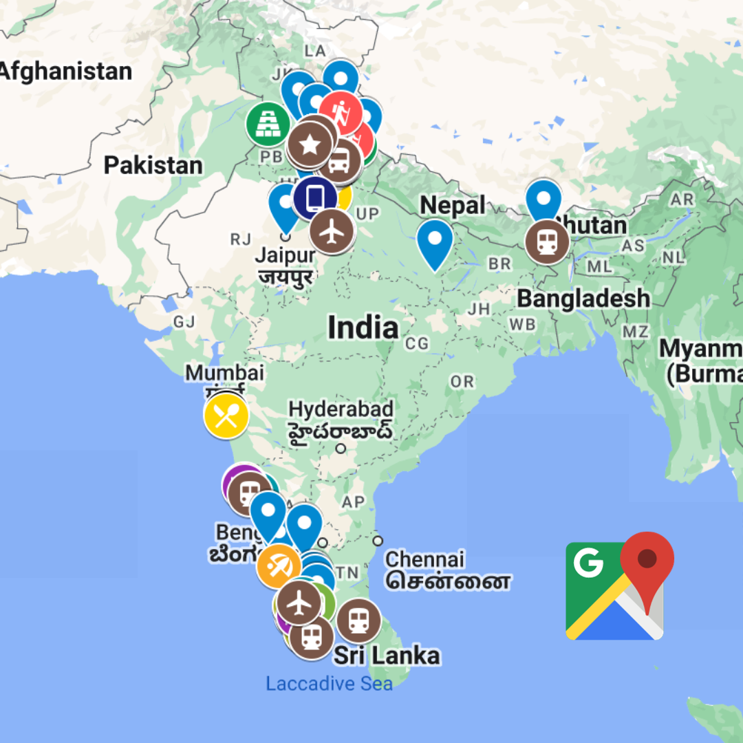 All the best spots in India, on a Google Map! 2024 Travel Guide